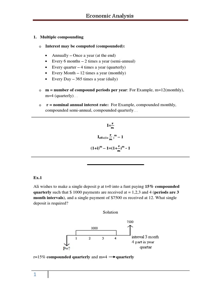 Economic Analysis: 1. Multiple Compounding | PDF | Time Value Of Money ...