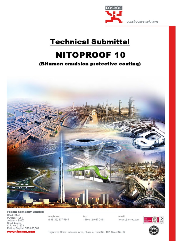 Nitoproof 10: Technical Submittal | PDF | Materials | Chemistry