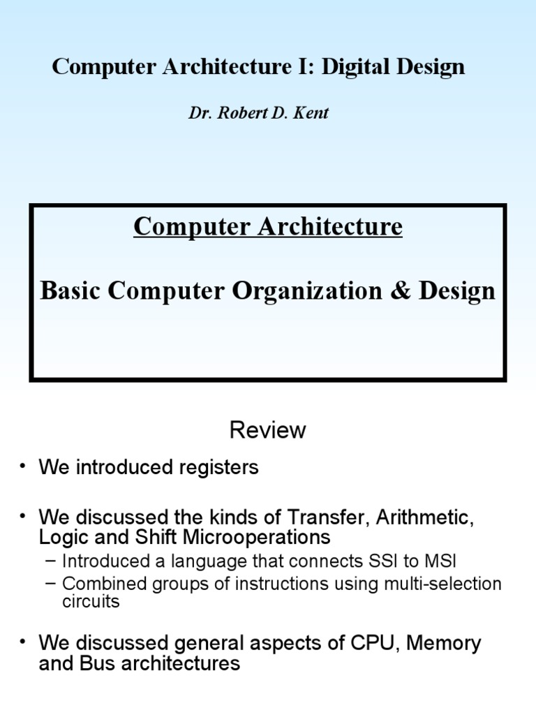 Computer Architecture I: Digital Design | PDF | Central Processing Unit ...