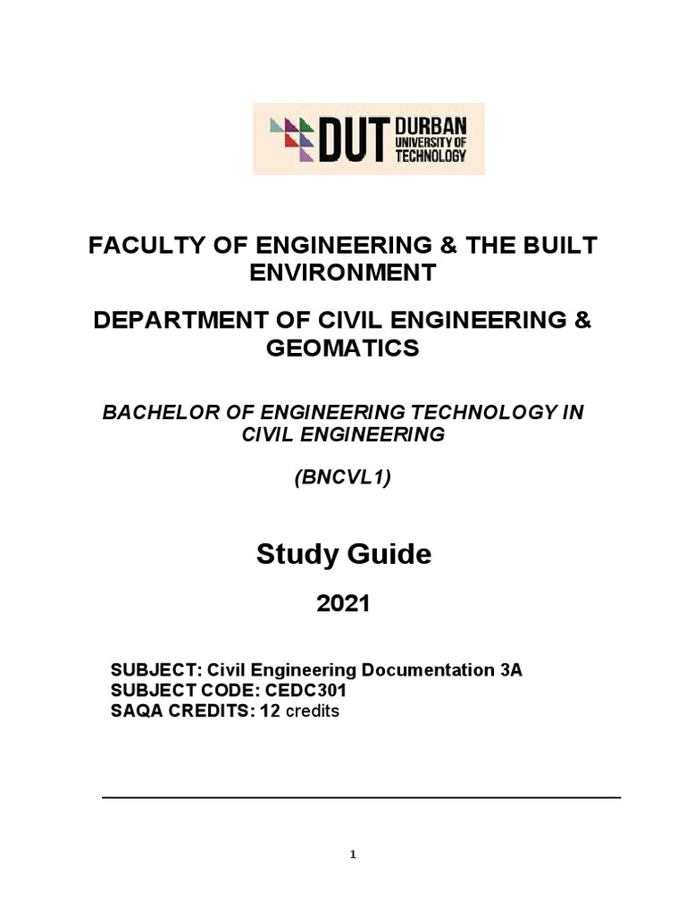 Civil Engineering Documentation 3A 2021 Learner Guide | PDF ...
