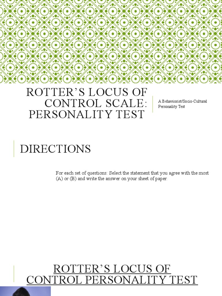 Rotter'S Locus of Control Scale: Personality Test | PDF | Human Nature ...