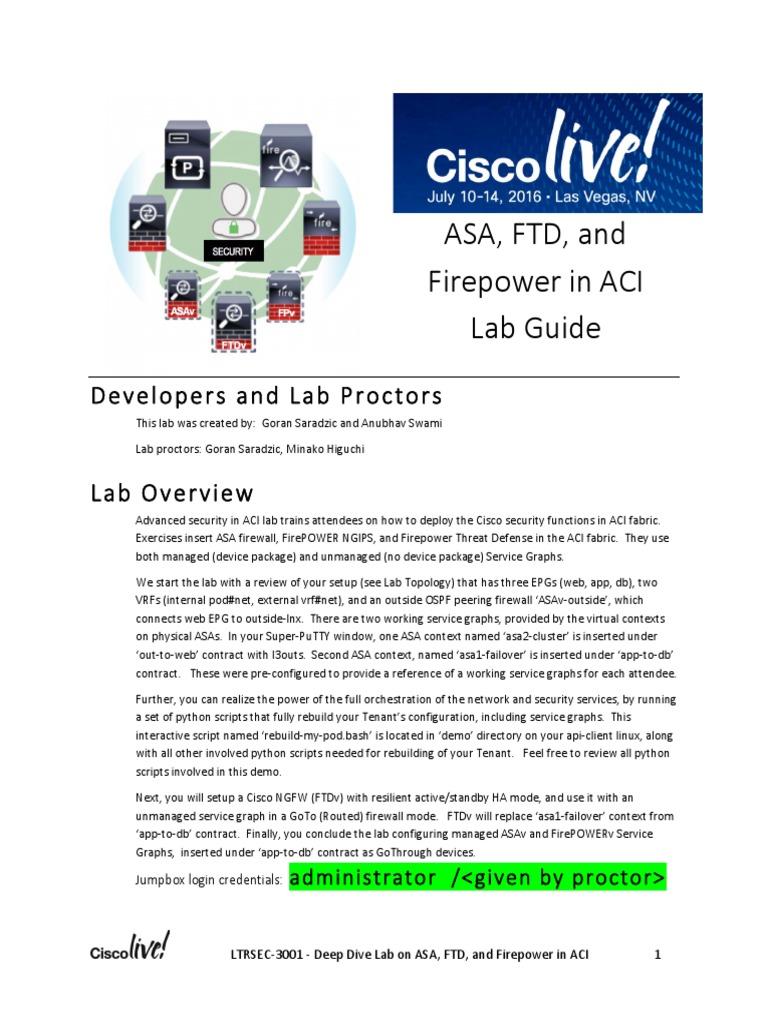 ASA, FTD, and Firepower in ACI Lab Guide | PDF | Linux | Graphical User Interfaces
