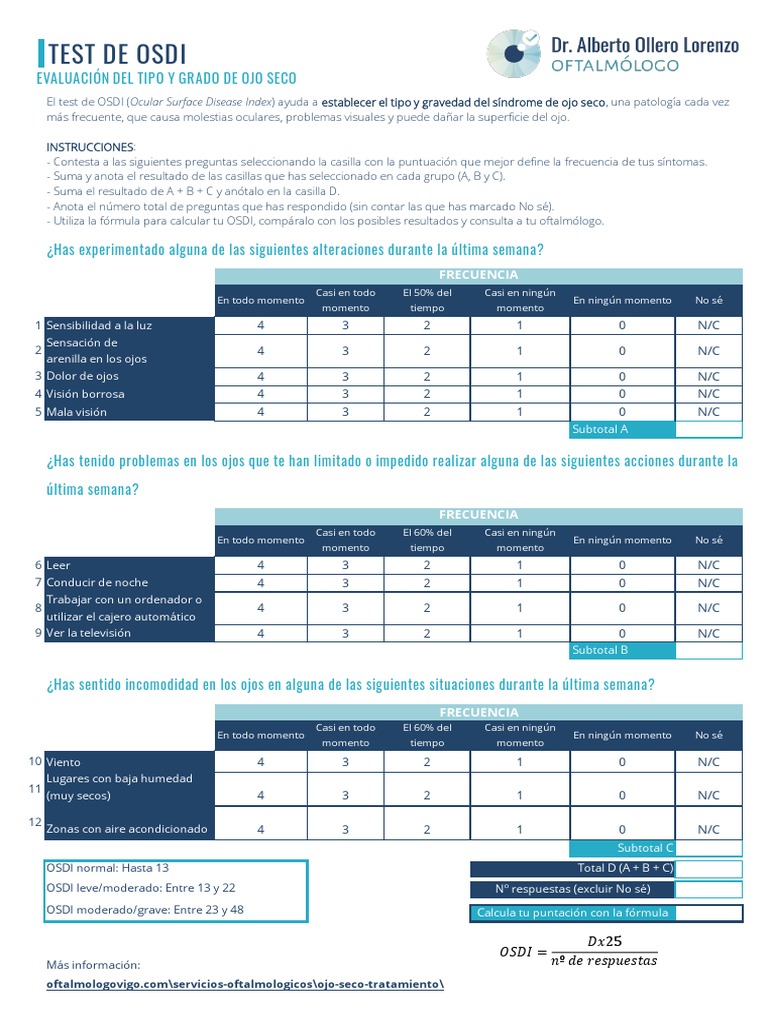 Test Osdi F | PDF | Percepción visual | Sistema nervioso