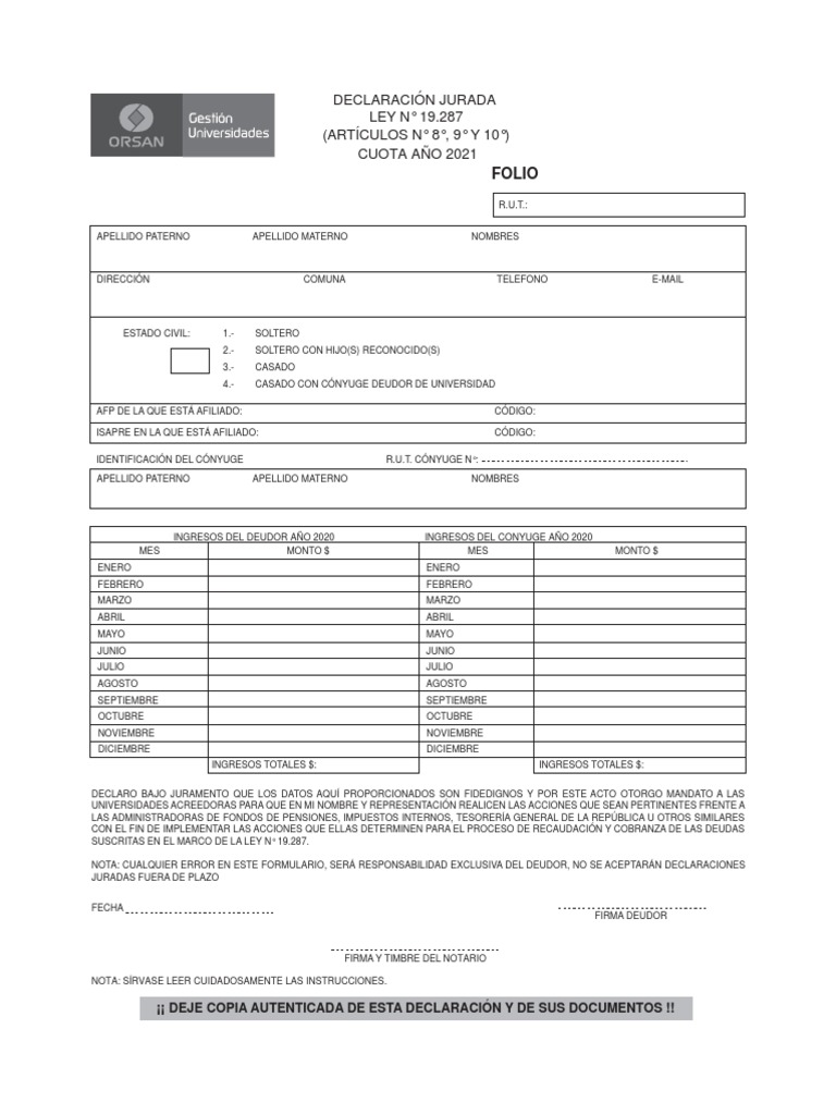 Formulario Orsan 19287 - 2015OK - Ai | PDF