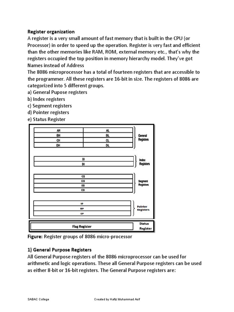 Lecture 3 Register Organization | PDF | Pointer (Computer Programming) | Central Processing Unit