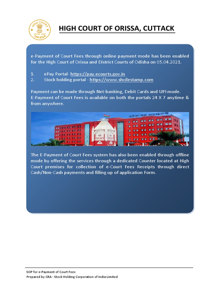 eCourtFees SOP SHCIL OrissaHighCourt | PDF | Payments | Financial ...