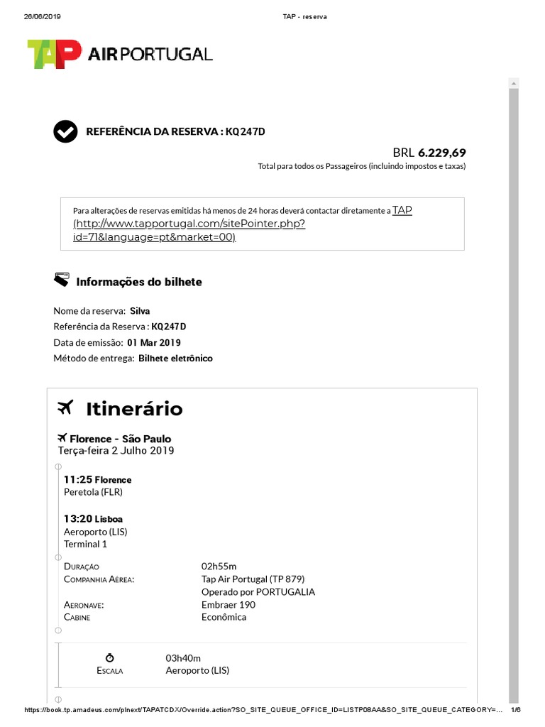 TAP - Reserva | PDF | Aeroporto | Companhias aéreas