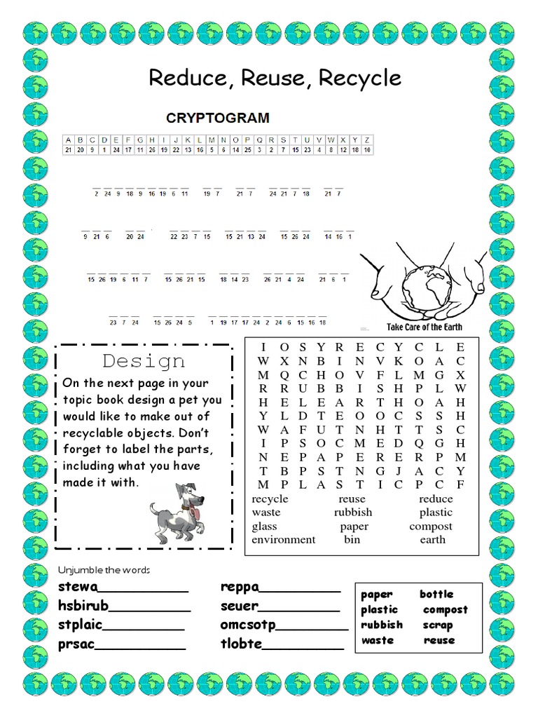 Recycling Word Puzzle Activity | PDF