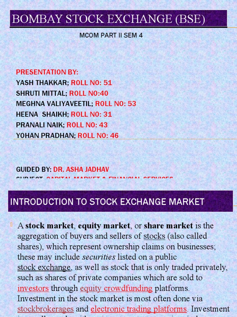 Overview of Bombay Stock Exchange | PDF | Equity Securities | Business
