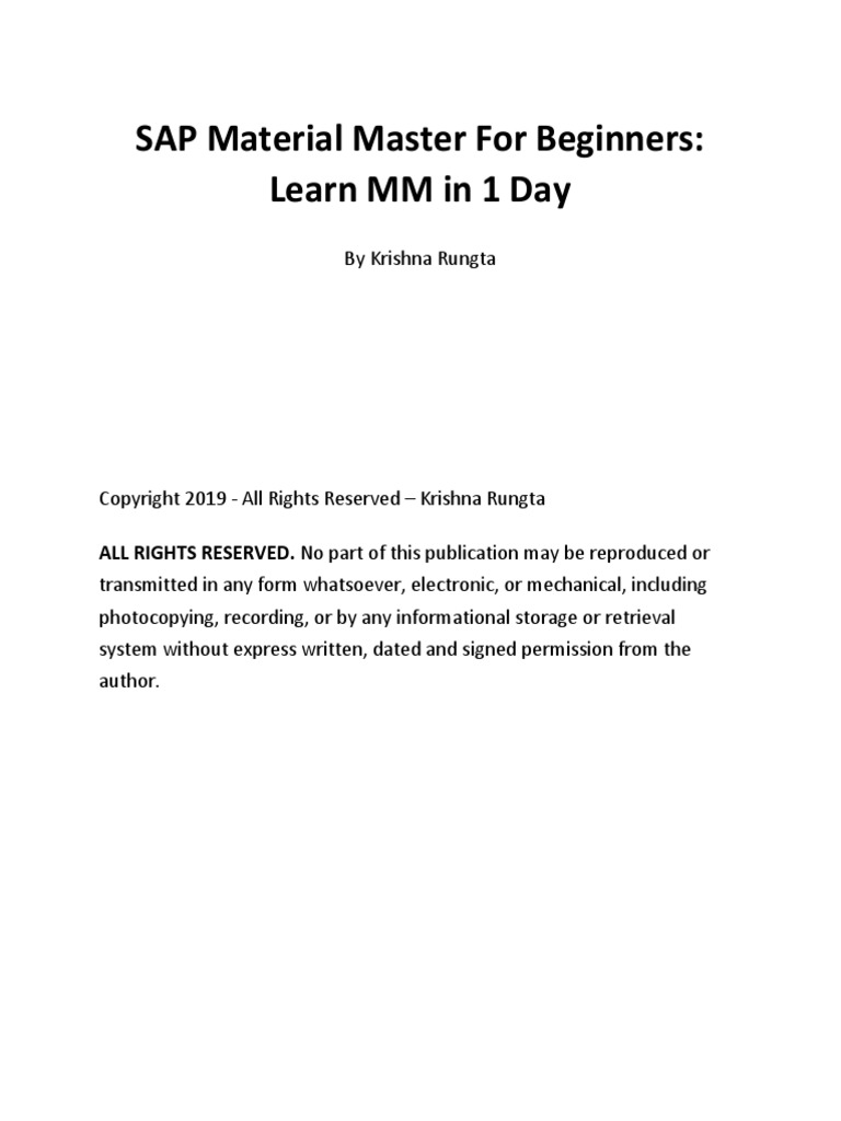 SAP Material Master For Beginners: Learn MM in 1 Day | PDF | Inventory ...
