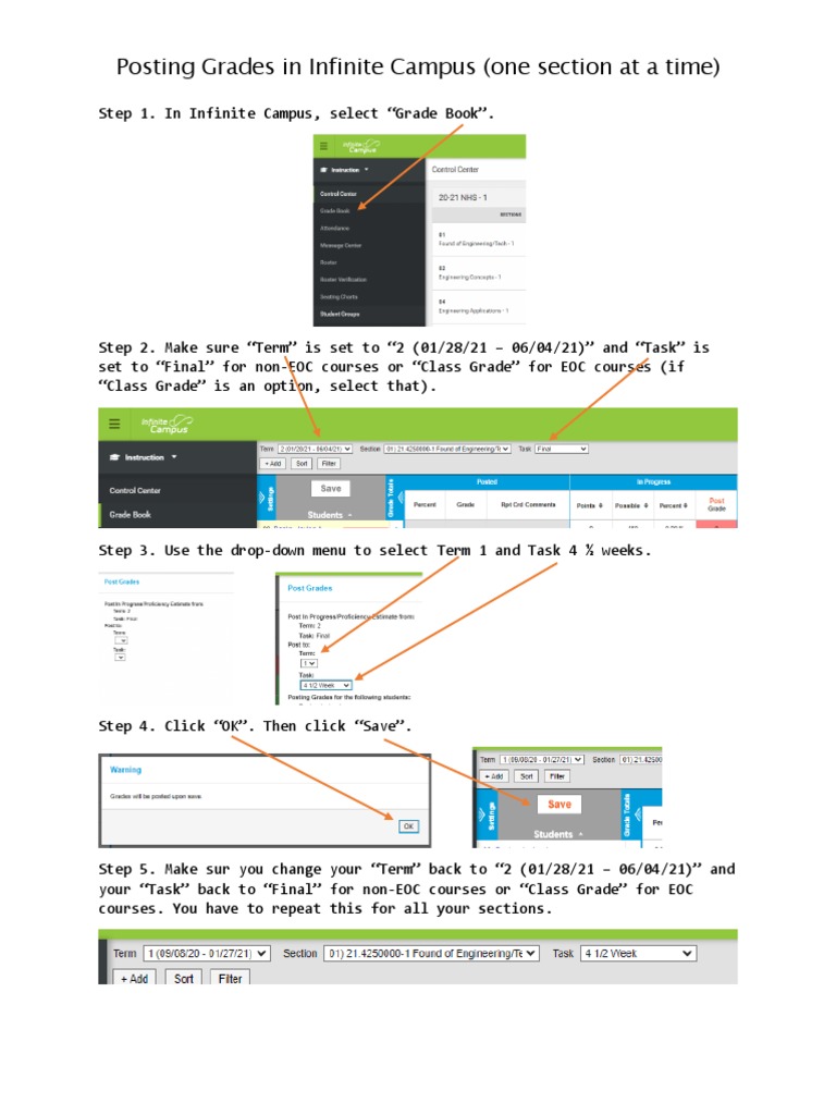 Posting Final Grades in Infinite Campus | PDF