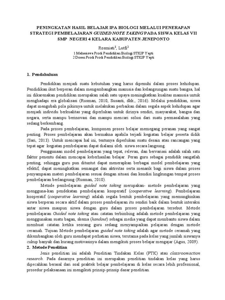 Peningkatan Hasil Belajar Ipa Biologi Melalui Penerapan Strategi ... Peningkatan Hasil Belajar Ipa Biologi Melalui Penerapan Strategi ...