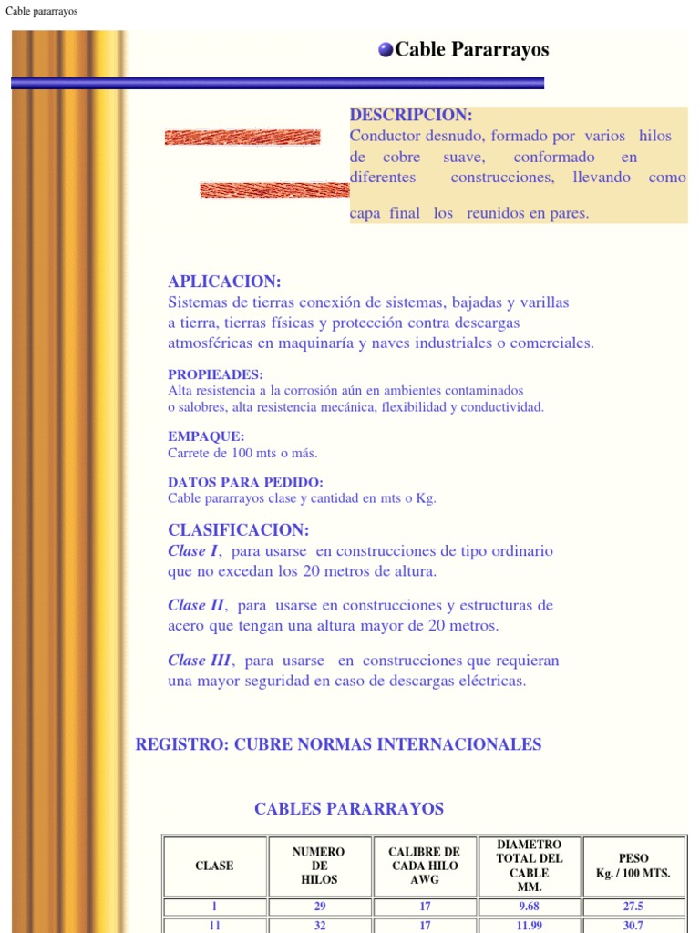 Cable Pararrayos | PDF | Cobre | Cable