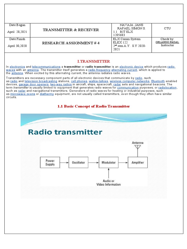 Transmitter Research Assignment 4 | PDF | Transmitter | Radio