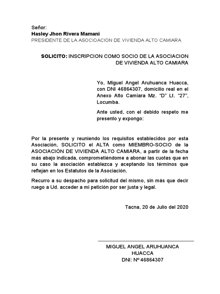 SOLICITUD de SOCIO | PDF