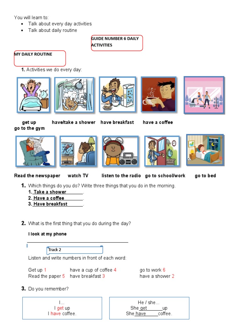 Daily Routines and Activities: Providing Instructions and Examples for ...