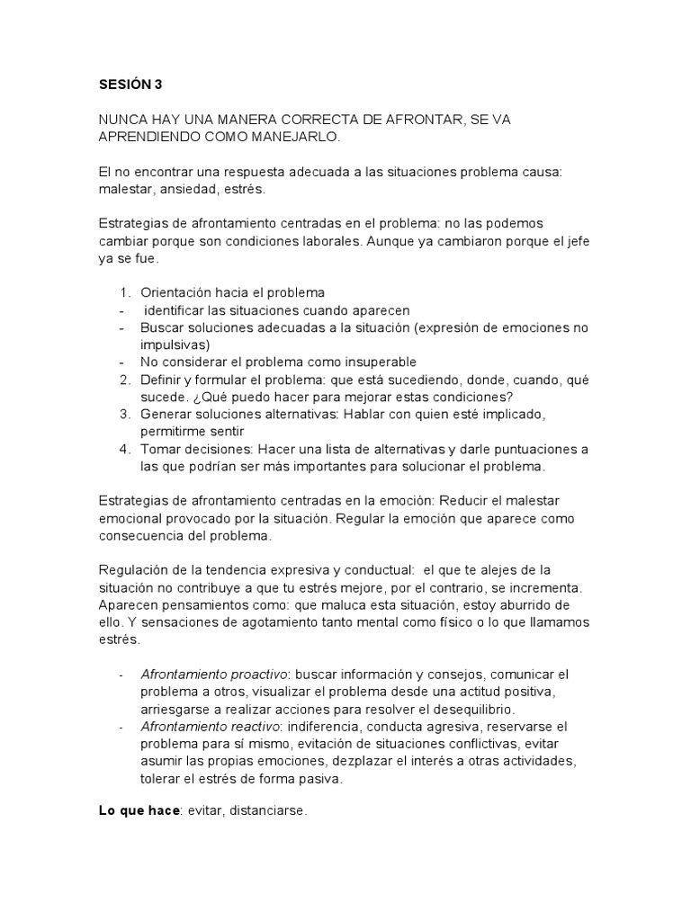 Estrategias de Afrontamiento Emocional | PDF | Las emociones | Estrés ...