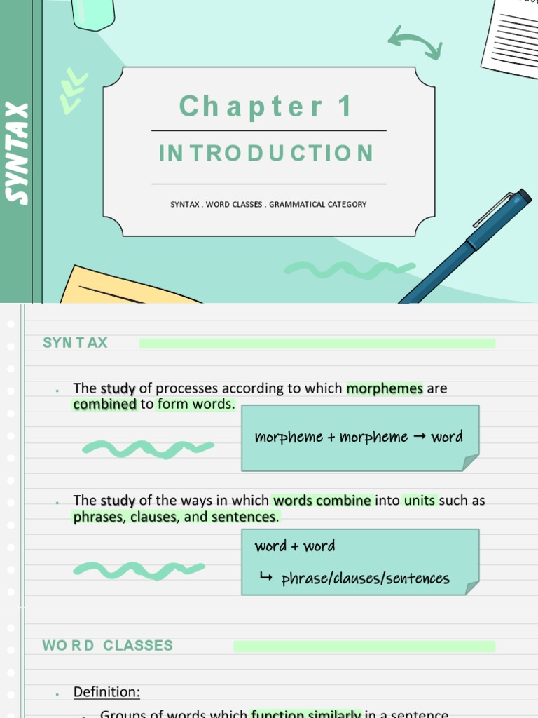 Syntax - Word Classes - Grammatical Category | PDF | Grammatical Gender ...