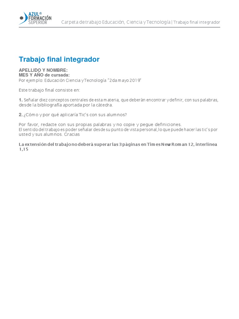 Consignas Trabajo Final | PDF