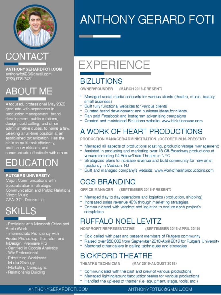 Anthony Foti Resume | PDF | Market (Economics) | Marketing