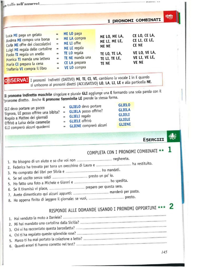 Pronomi Doppi Esercizi Tuffo Azz | PDF