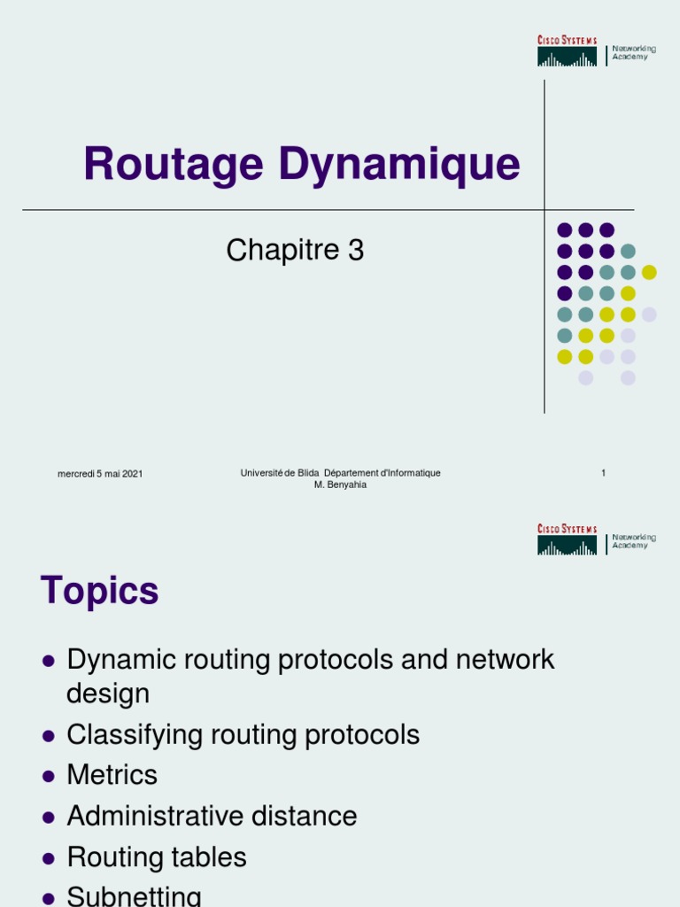 Chapitre 3 Routage Dynamique | PDF | Routing | Internet Protocols