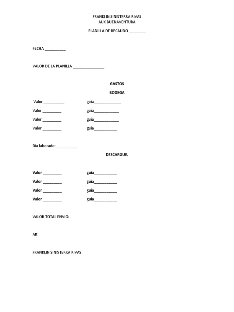 Planilla de Recaudo | PDF