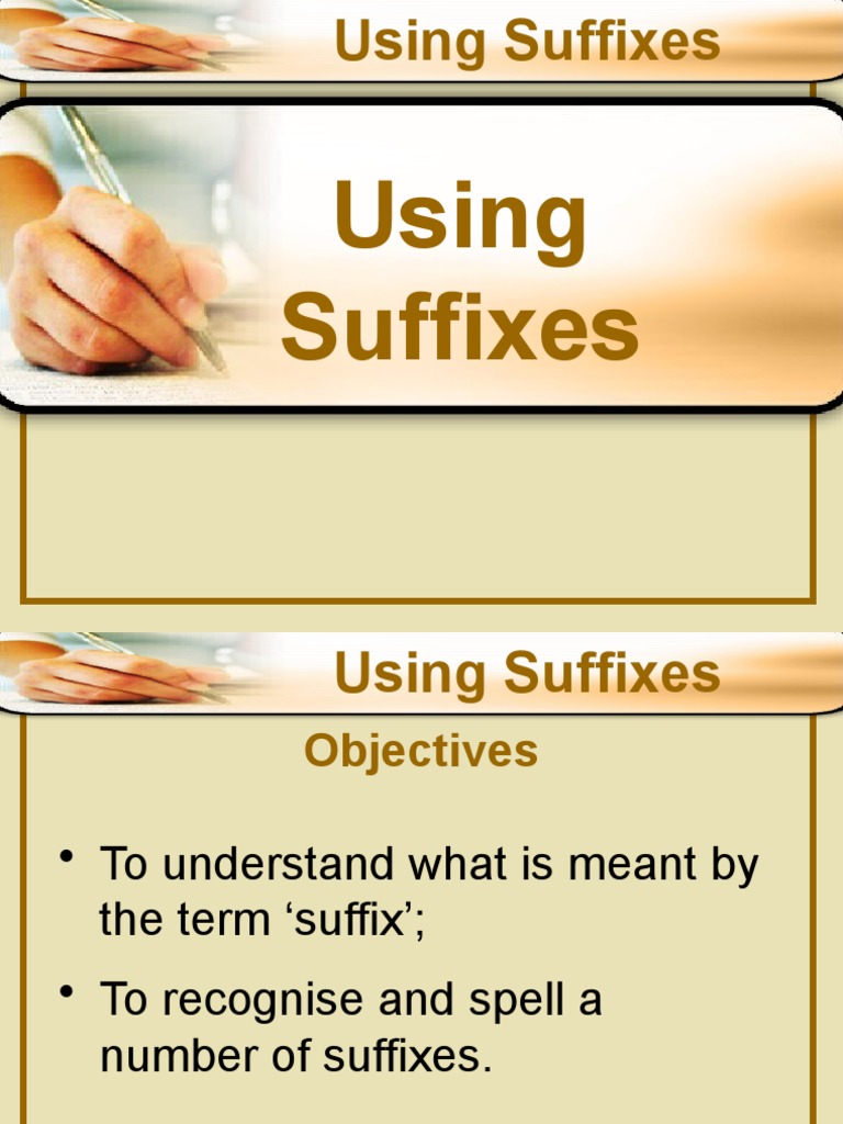 Presentation 31 Suffixes | PDF | Syntax | Linguistic Typology