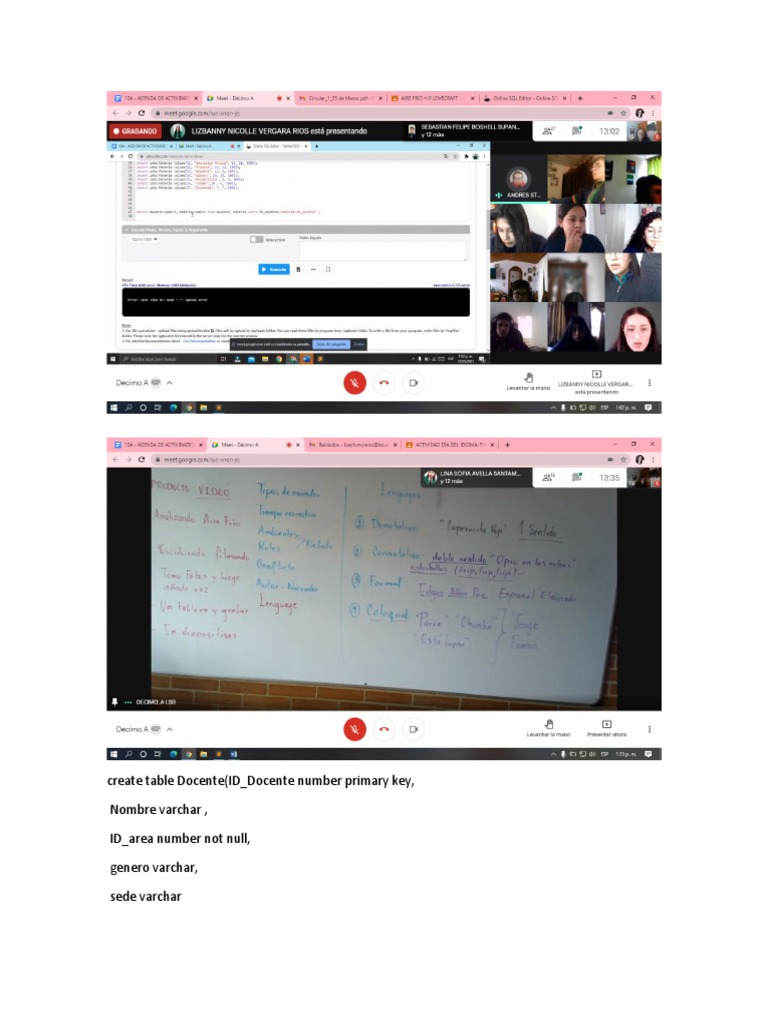 Create Table Docente (ID - Docente Number Primary Key, Nombre Varchar, ID - Area Number Not Null ...