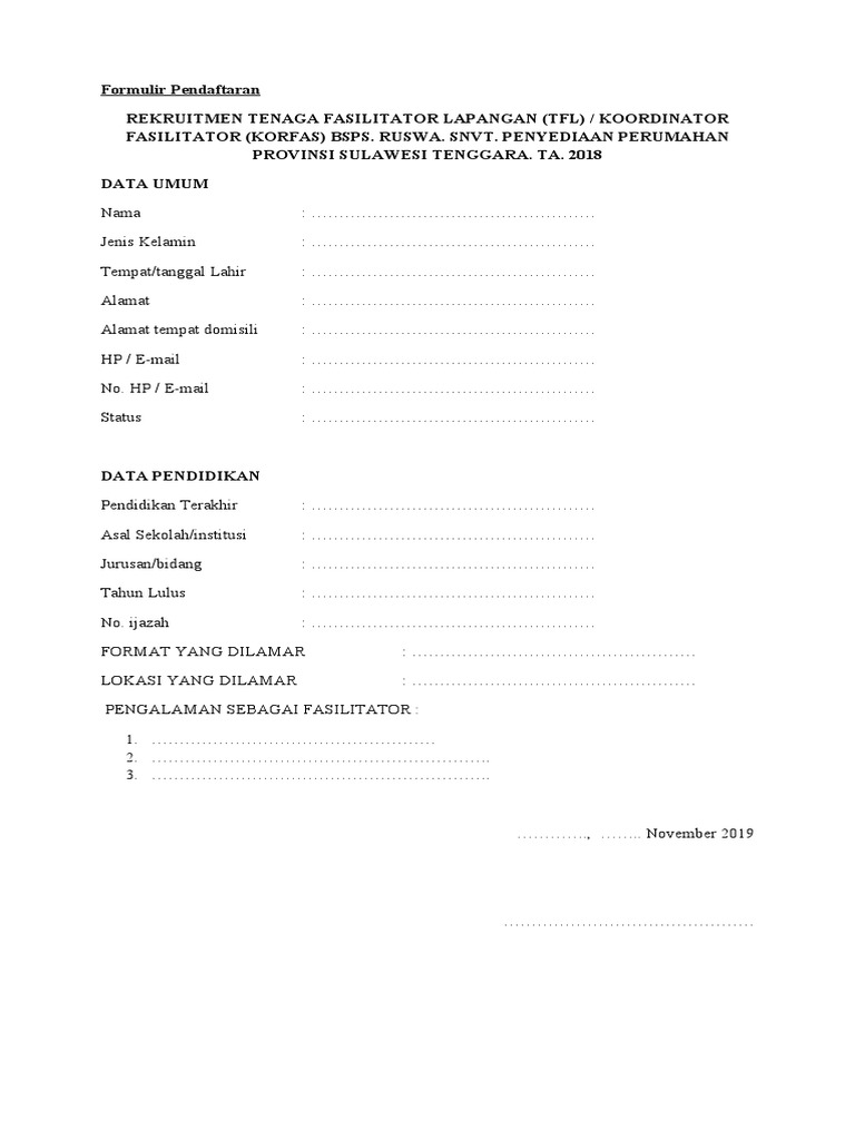 Formulir Pendaftaran BSPS | PDF