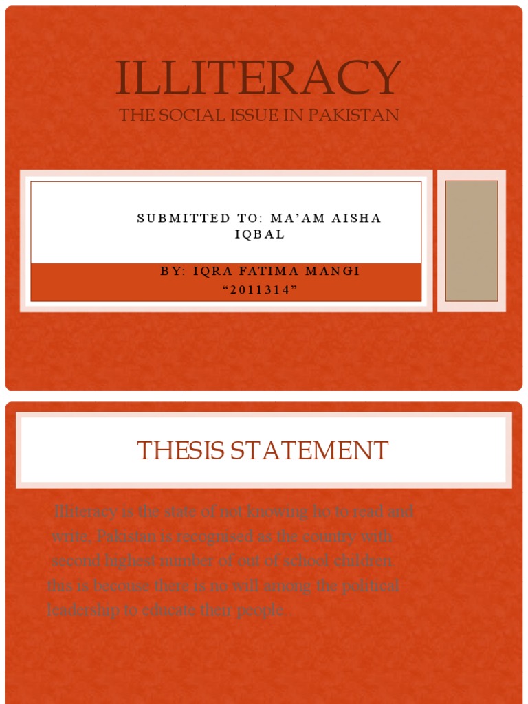 Illiteracy: The Social Issue in Pakistan | PDF | Self-Improvement ...