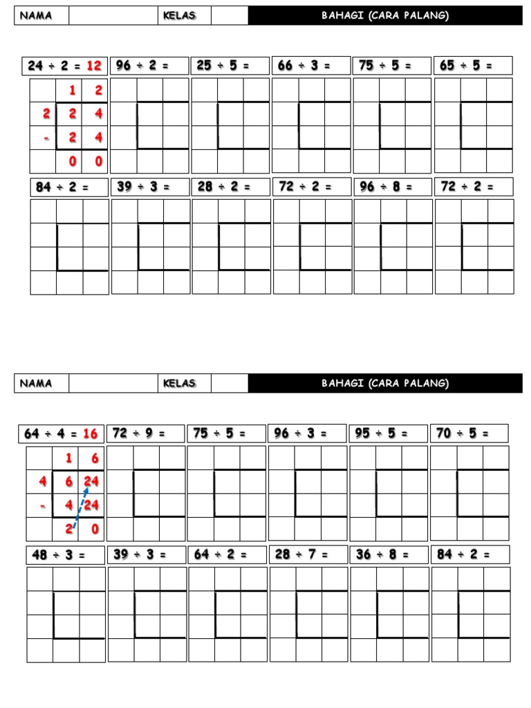 Latihan Bahagi Bentuk Lazim Tahun 2 Soalan Matematik Tahun 3 Bahagi