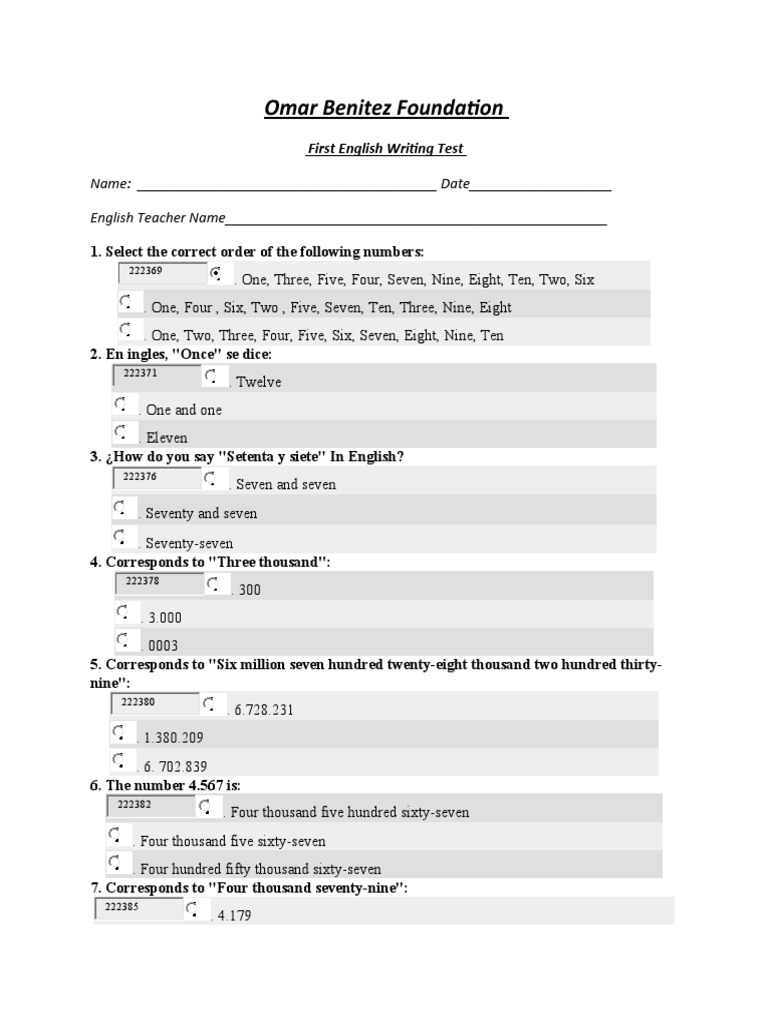 First English Test | PDF | Linguistic Morphology | Human Communication