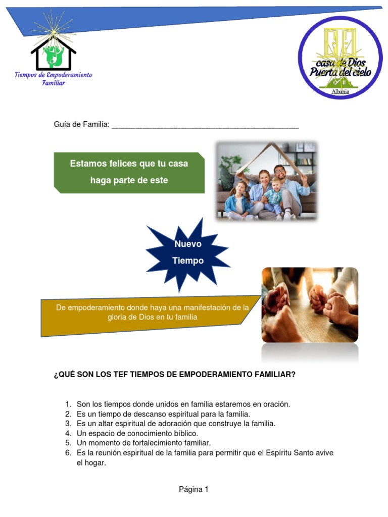 Guía de Tiempos de Empoderamiento Familiar | PDF | Oración ...