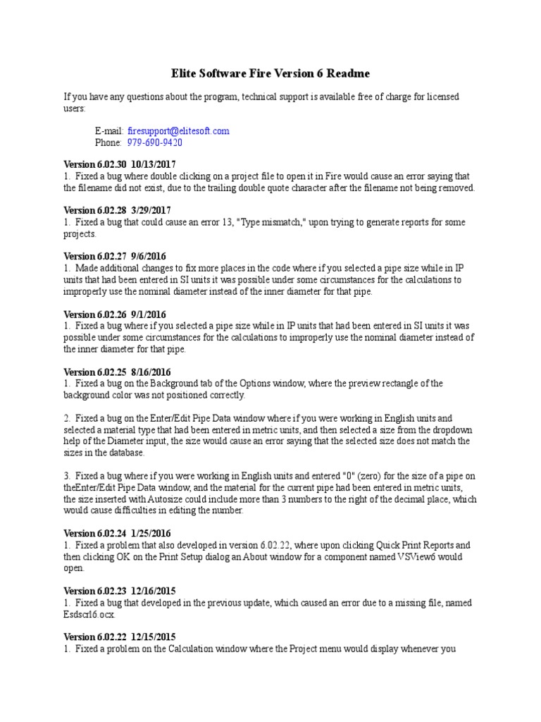Elite Software Fire Version 6 Readme | PDF | Fire Sprinkler System ...