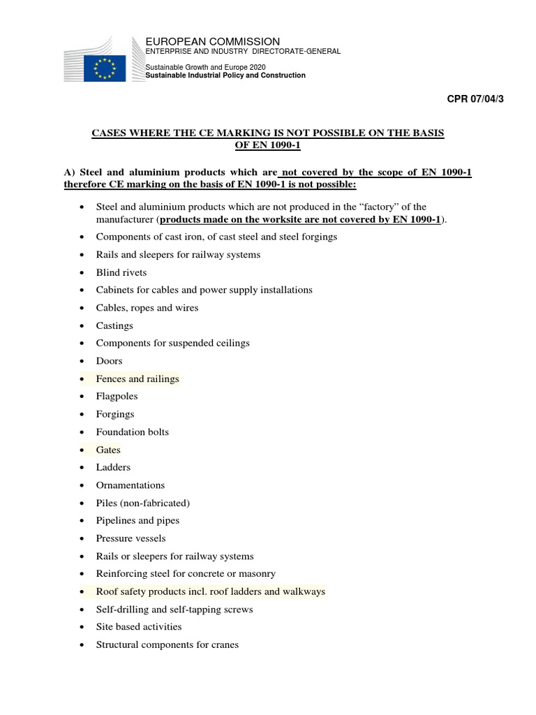 Clarification On CE Marking With en 1090 1 | PDF | Door | Sheet Metal