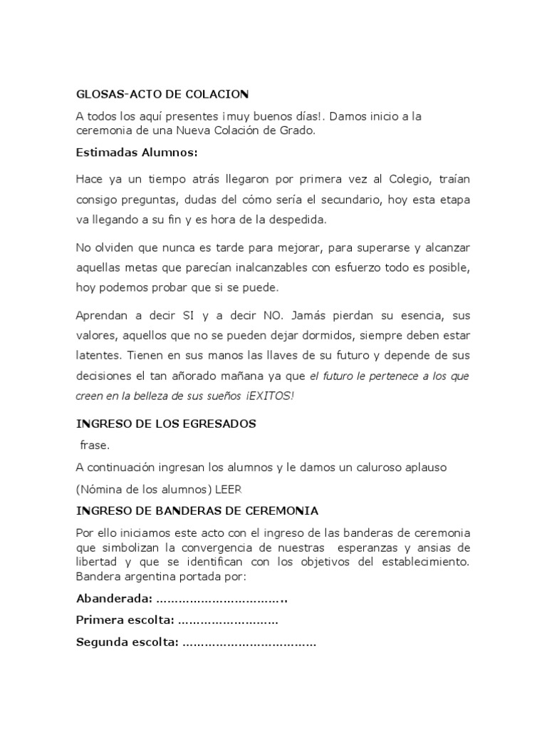 Acto de Colacion - Glosas | PDF