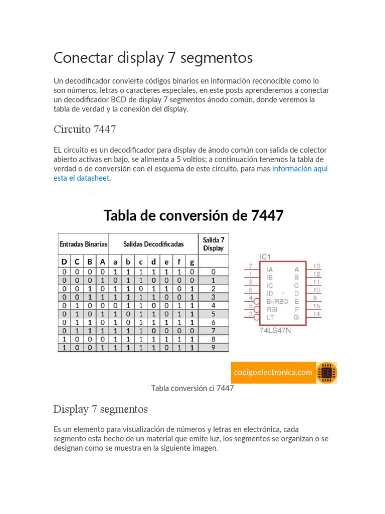 Conectar Display 7 Segmentos | PDF