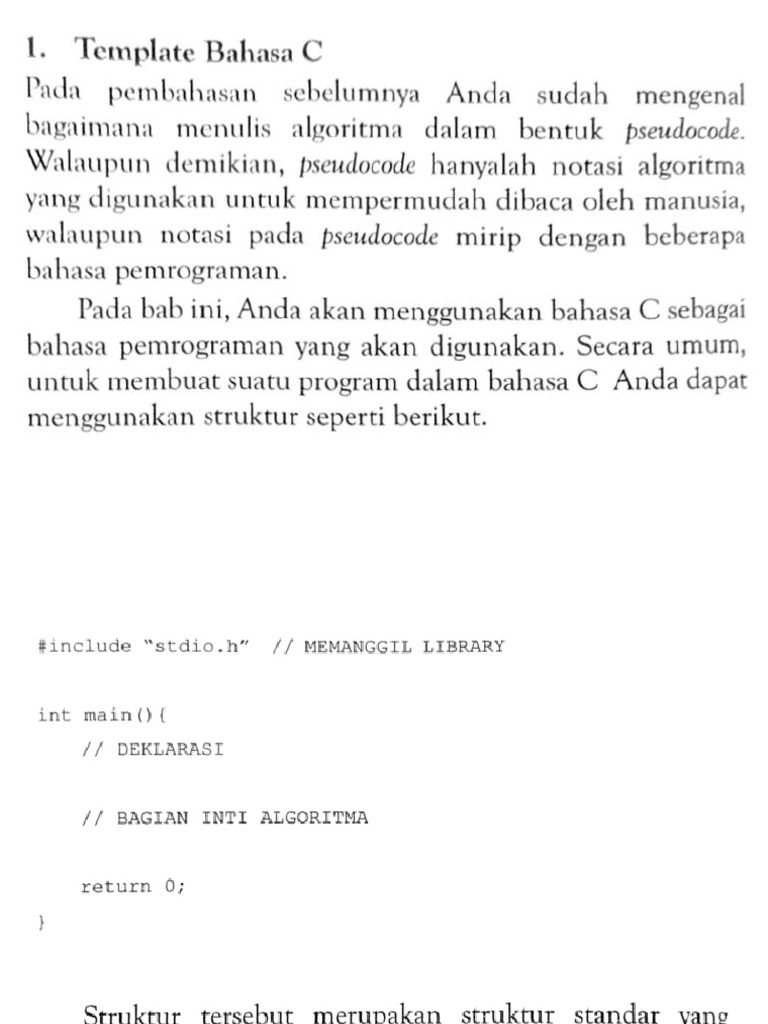 Template Bahasa C | PDF