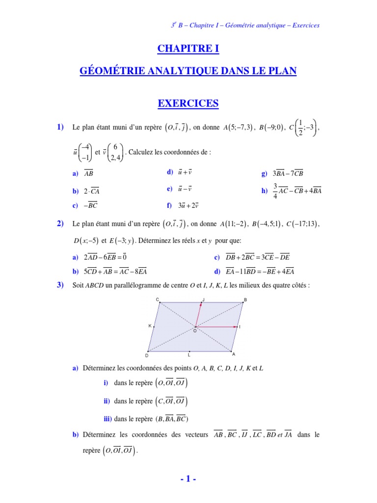 Exercices de Géométrie Analytique | PDF | Géométrie analytique | Triangle