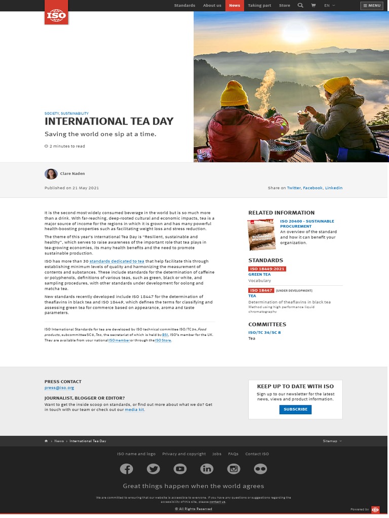 ISO - International Tea Day | PDF | International Organization For ...
