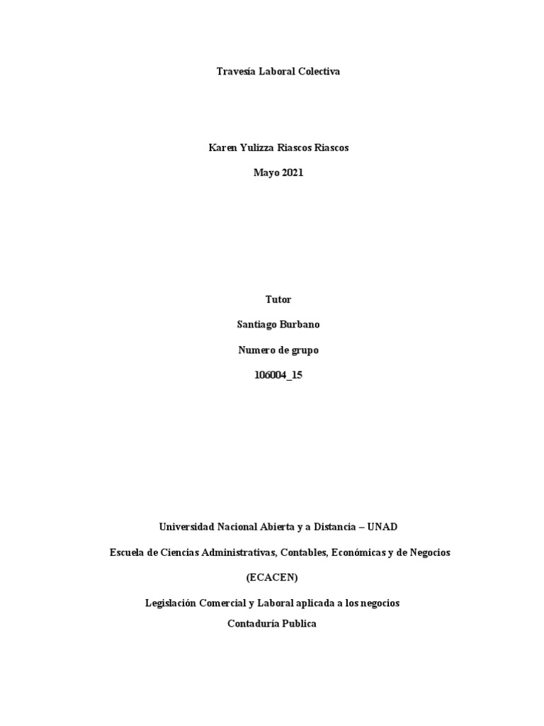 Travesía Laboral Colectiva - Karen Riascos | PDF | Derecho laboral ...