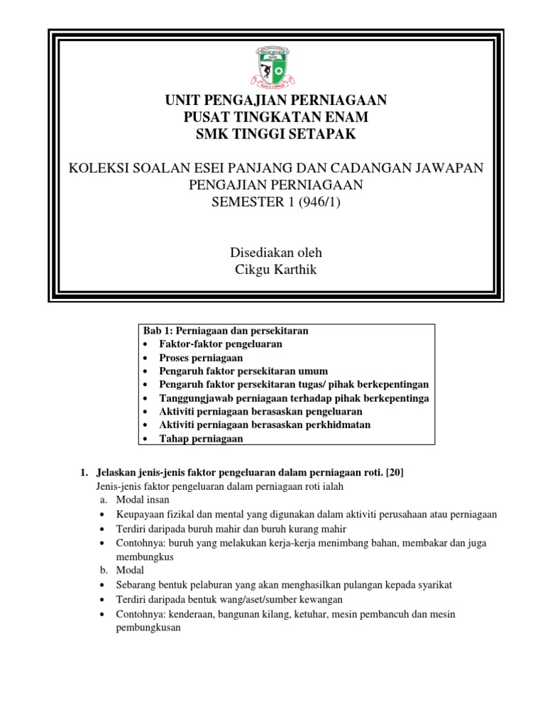 Nota Esei PP 1 | PDF