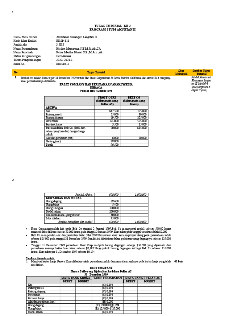Tugas Tutorial Ke-2 Program Studi Akuntansi | PDF