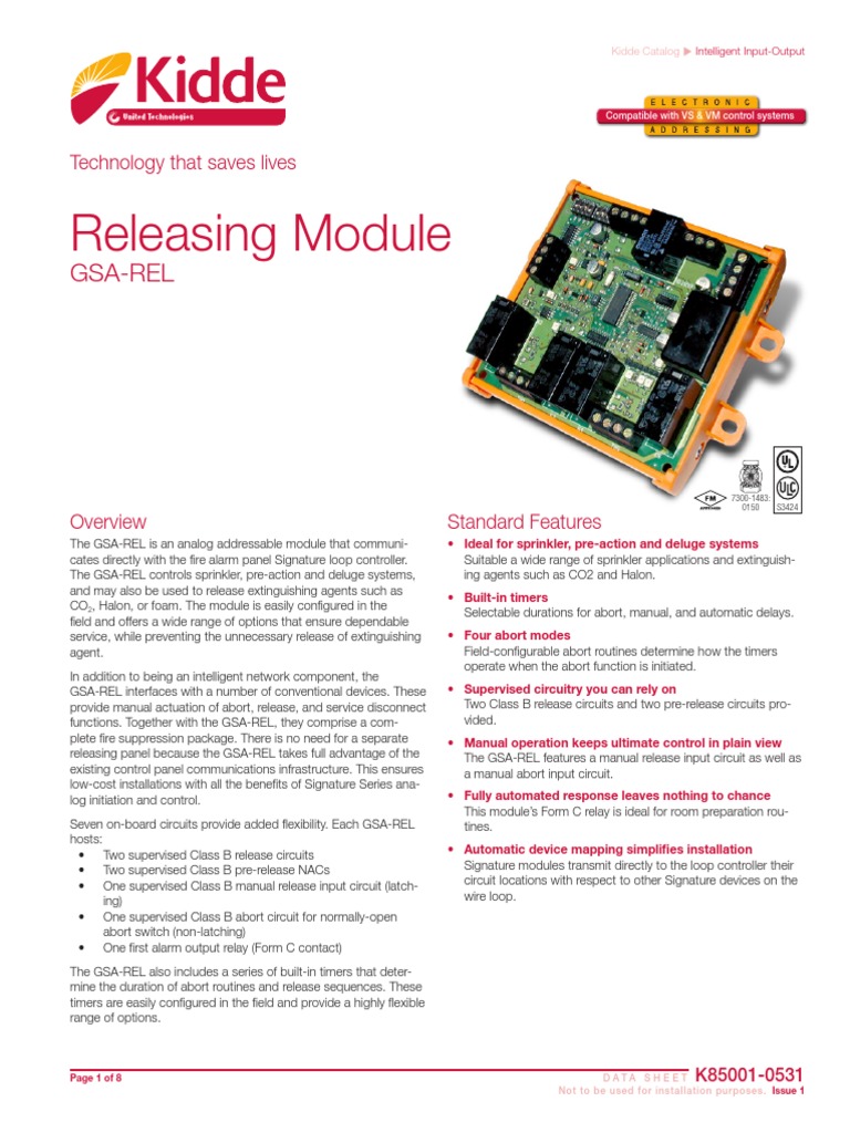 3.14 FICHA TECNICA - Módulo de Descarga GSA-REL Kidde | PDF | Fire ...