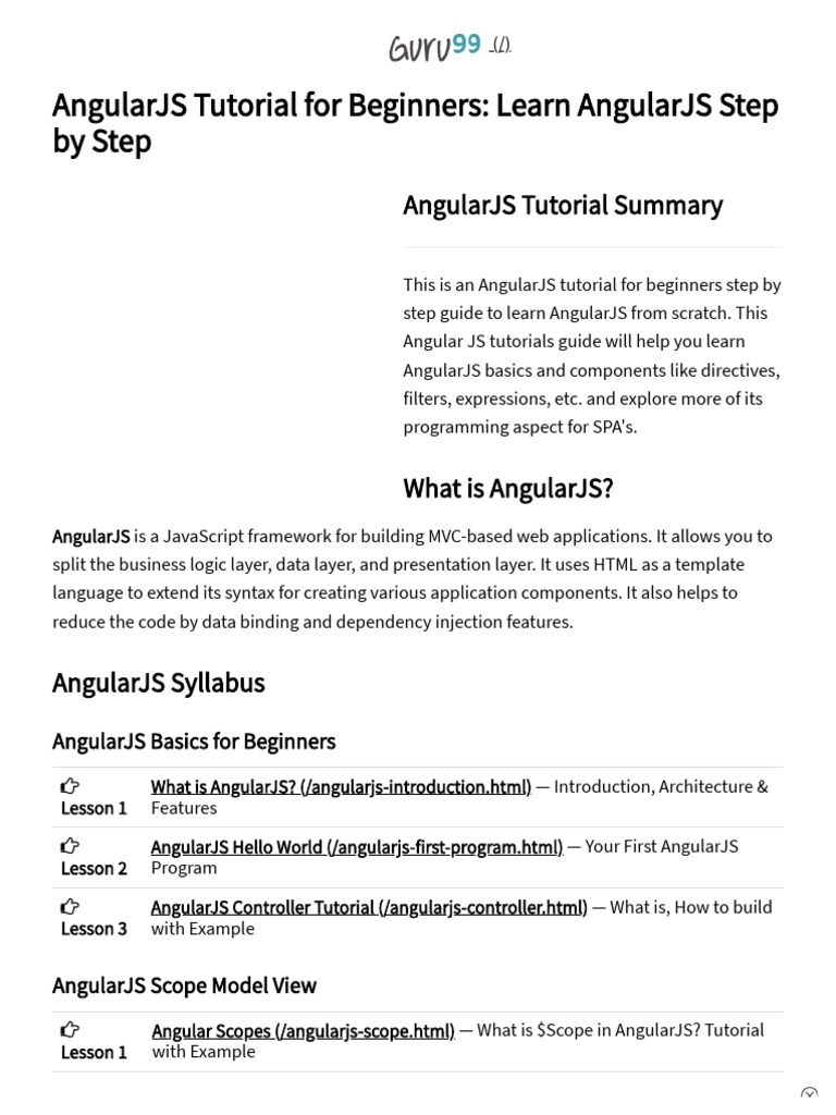 Angularjs Tutorial For Beginners Learn Angularjs Step By Step Pdf Angular Js Web Software 0245