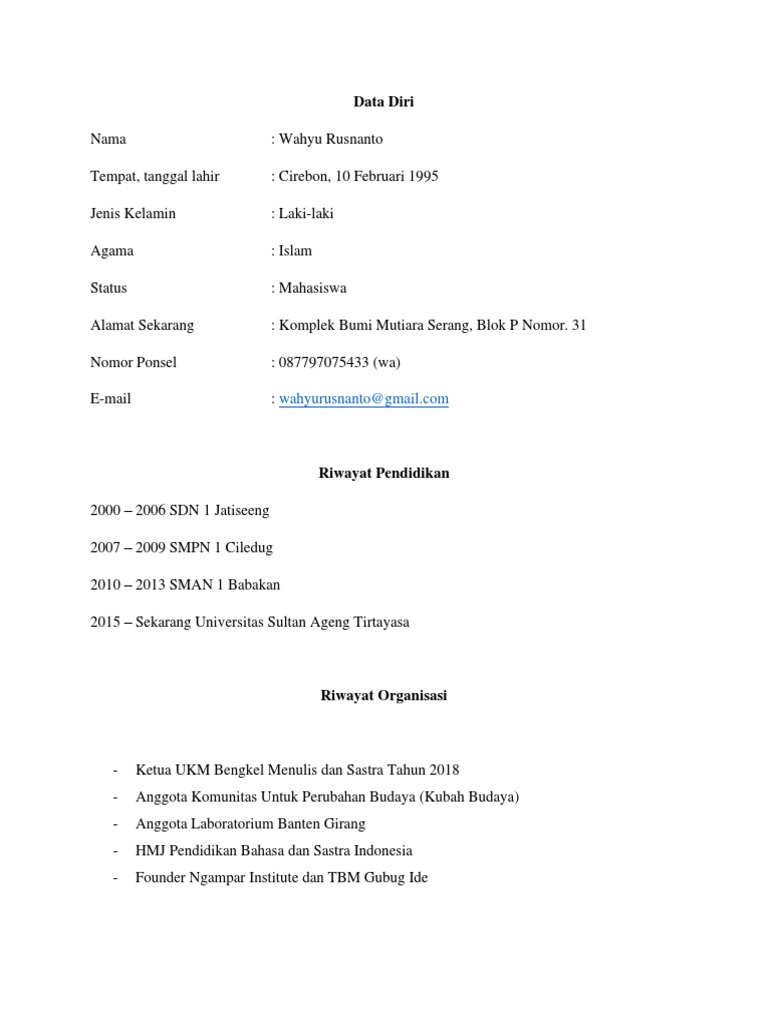 CV Wahyu Rusnanto Fix | PDF