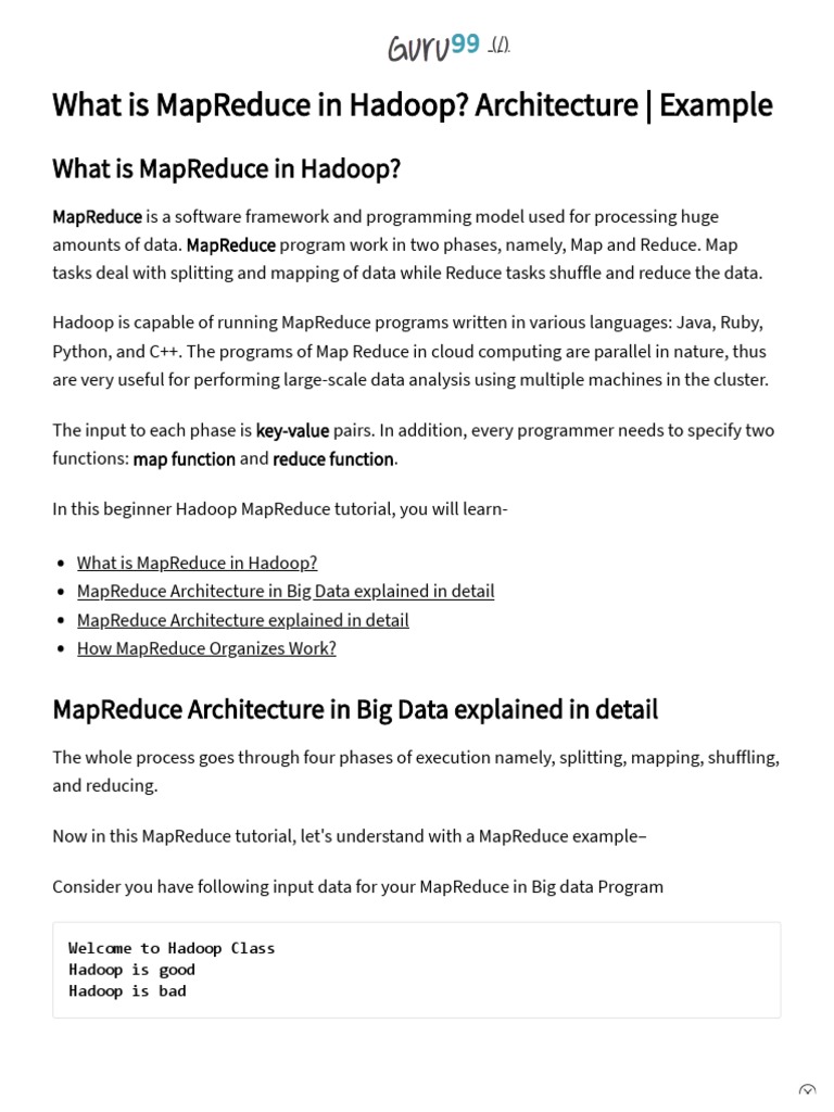 What Is MapReduce in Hadoop - Architecture - Example | PDF | Map Reduce ...