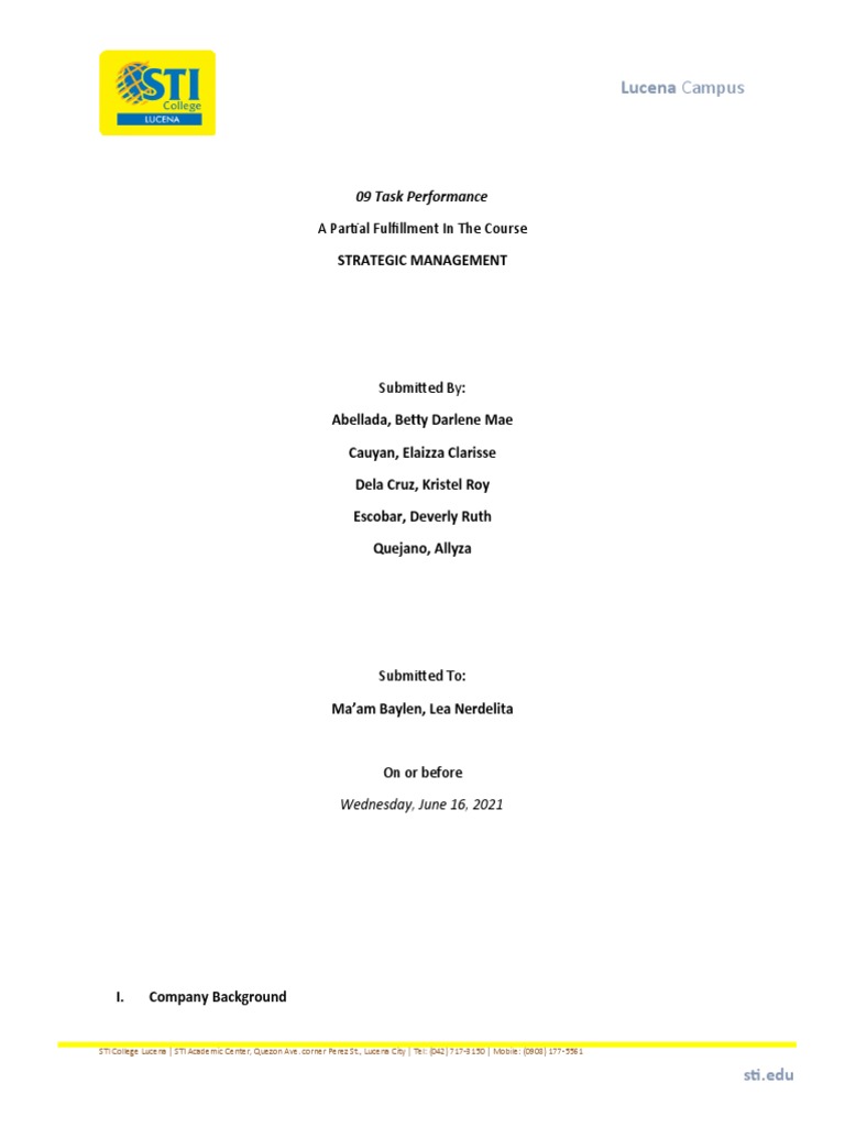 Sti Template | PDF | Cognition | Business