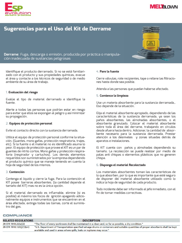 Kit Derrame Quimico Ficha Tecnica | PDF | Química | Naturaleza